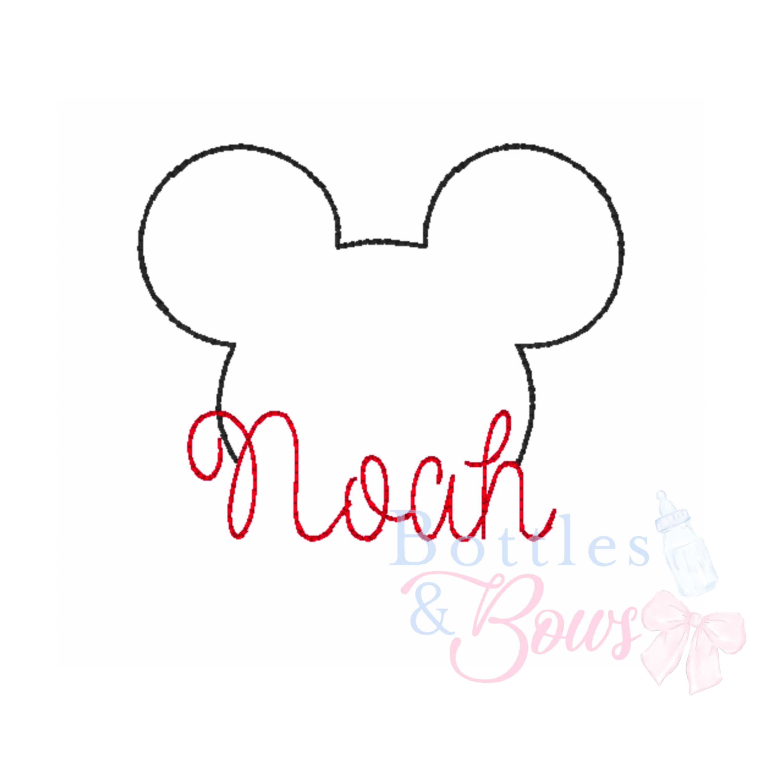 Mouse Head Embroidery Design – Bottles & Bows Boutique